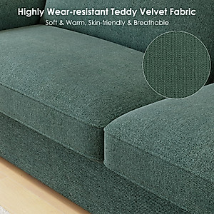 Keyluv 70.9" Modern Loveseat Sofa Couches for Living Room, Fabric Couches with 21.7" Deep Seat and Widen Curved Armrest, Solid Wood Frame, Removable Sofa Cover, Easy Assembly, Green