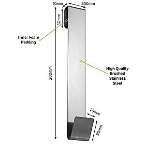 SimplyHooks 8" Shower Door Hooks, Silver, 2 Pack, Shower Towel Hook, Shower Door Hook for Frameless Glass Shower Door 3/8"(10mm)