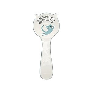Pavilion - Cat Hair - 10" Housewarming Decorative Cat Shaped Spoon Rest Holder Pet Feline Kitty Kitten Rescue Adoption Animal Pet Parents Mom Dad Present
