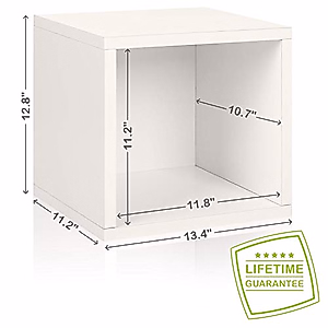 Way Basics Eco Stackable 1 tier Storage Cube, Cubby Organizer (Tool-Free Assembly and Uniquely Crafted from Sustainable Non Toxic zBoard paperboard), Black Wood Grain