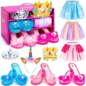 LIMIROLER Princess Dress Up Shoes Set, Girls Dress Up Toys, Princess Role Play Costumes Kit Gifts for Toddler Little Girls Aged 3-6 Years Old