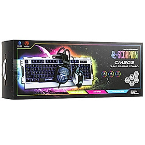 Professional PC & Gaming Accessory Bundle - Includes: Marvo Scorpion CM-303 3-in-1 Gaming Combo (Keyboard, Mouse & Headset) + Deluxe Equipment Maintenance Kit