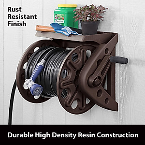 Liberty Basics 512 Wall Mounted Hose Reel with Shelf, Bronze