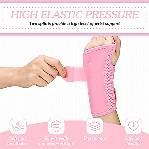 2 Pieces Wrist Brace Carpal Tunnel for Men Women Arthritis Wrist Brace Protector Night Sleep Removable Wrist Support Carpal Tunnel for Helping People Have a Better Sleep(Small/Medium,Pink)