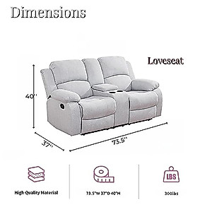 Caberryne Recliner Sofa Sets，Recliner Loveseat Sofa for Living Room Furniture Set，Microfiber Reclining Loveseat Couch，Wall Hugger Double Recliner for House/Office/Theater Seating(Loveseat Recliner)