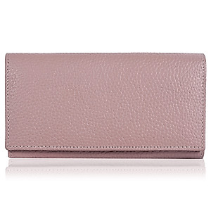 Ozora Handmade Bifold Premium Leather Slim Wallet with RFID Protection, Card Holders and ID Window for Women