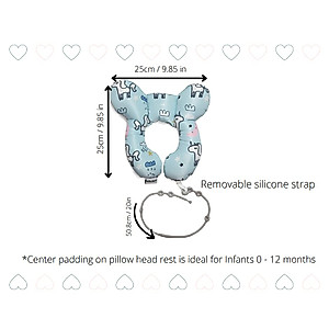 Little Bums Infant Neck Support, u-Shape Travel Pillow (Unicorn)