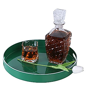 Zosenley Decorative Tray, Plastic Tray with Handles, Modern Vanity Tray and Serving Tray for Ottoman, Coffee Table, Kitchen and Bathroom, Size 13" (Emerald)