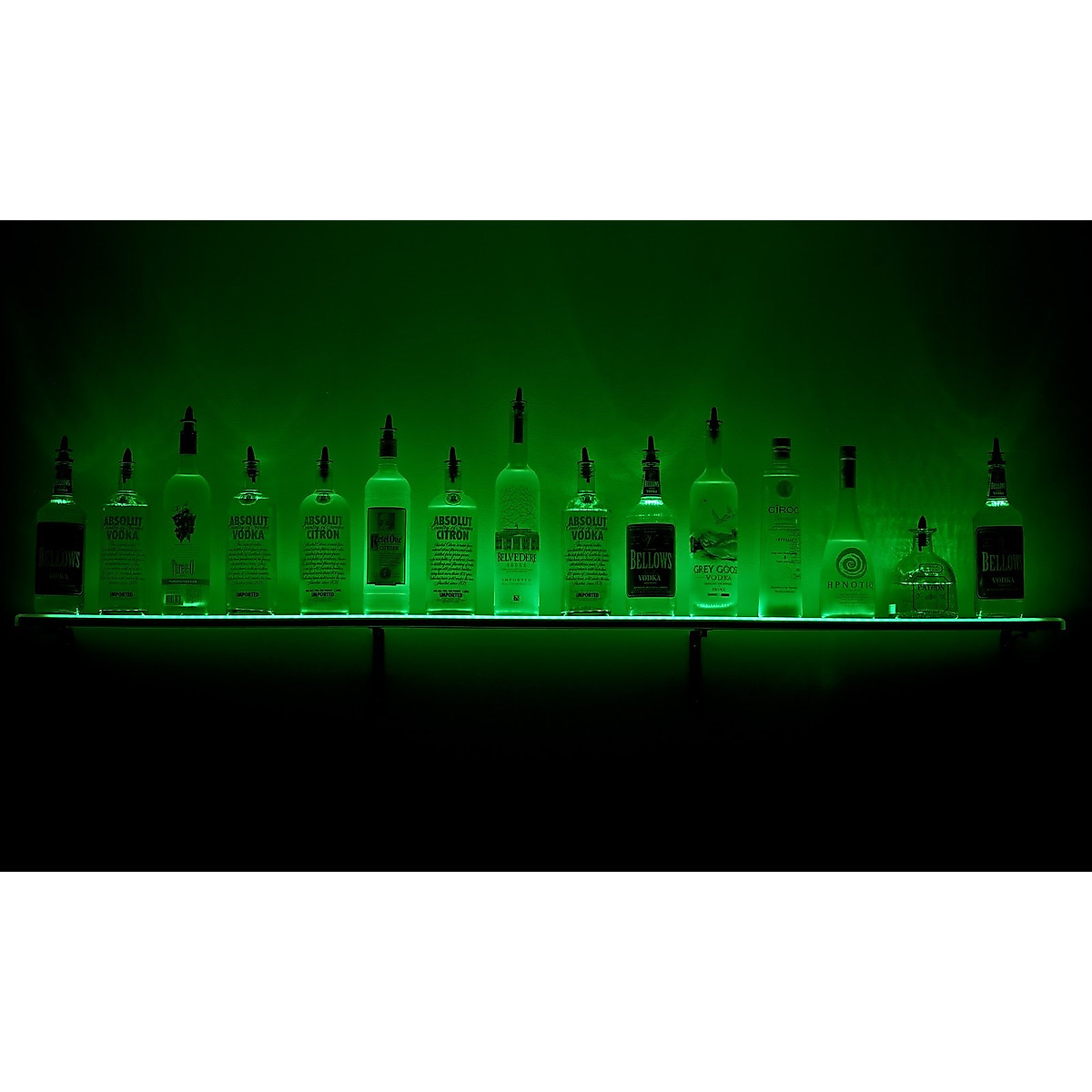 Armana Productions Liquor Bottle Shelves 60", Wall Mount LED Lighted Bottle Shelf, 5' Liquor Bottle Shelves, Wall Mounted Wine Shelf