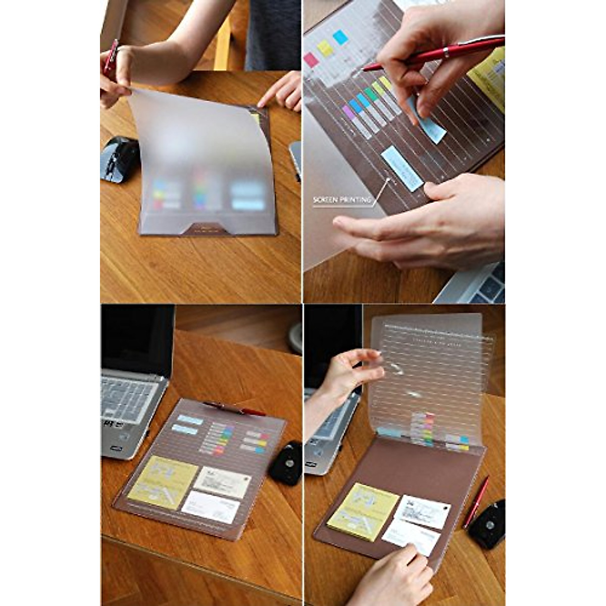 ELSKY Office Mouse Mat for Computer or Laptop,Gmaing Mouse Pads/Mouse&Desktop Protector/Keyboard Pad,Drawing & Writing Pad with Card Schedule Pockets,Cover with 2 Transparent Sheets for Memo (Coffee)