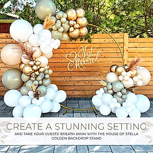 Round Backdrop Stand - 6.6 FT Gold Balloon Arch Stand Round Balloon Arch Frame Set - Durable Circle Metal Frame for Backdrop Storage Bag Rounded Arch Design for Indoor and Outdoor Party Decorations