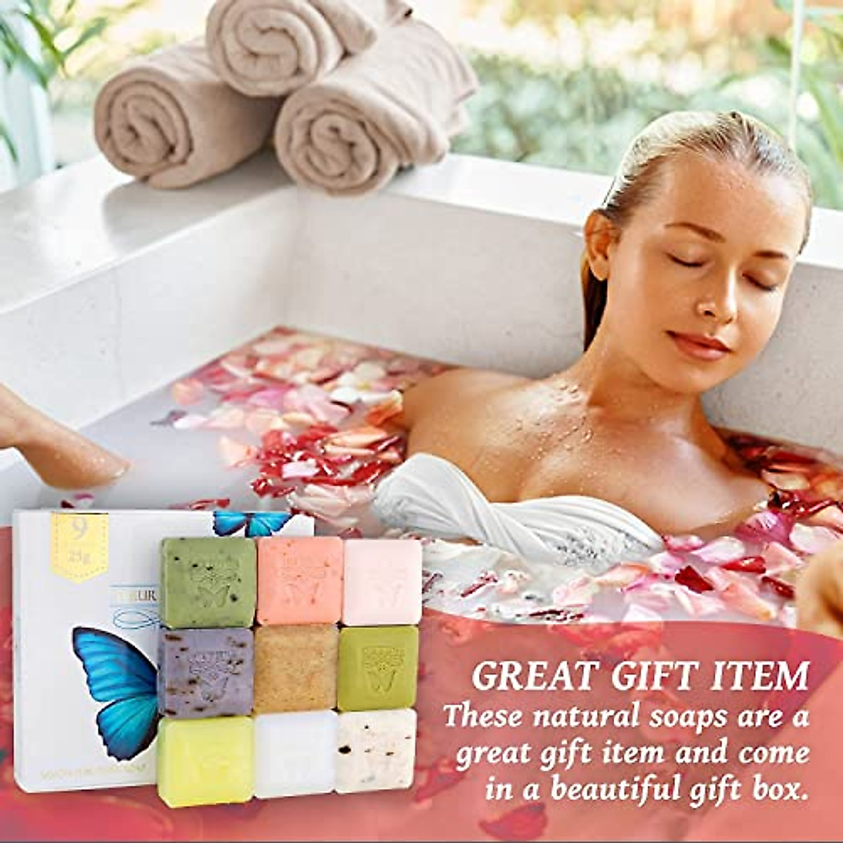 FLEUR D' EXTASE (Ecstacy Soap Gift Set With 9 x 25 Gram Bars Of Guest Soaps - All Natural (9 Soaps Gift Set)