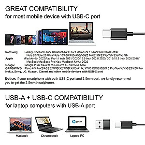 in Ear Earphones USB Type C Headphones for Laptop with Microphone, Magnetic Noise Canceling Headset Compatible for PC iPad Pro Samsung MacBook (Black2)