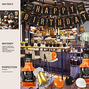Whiskey Birthday Party Decorations for Men Aged to Perfection Party Supplies Include Birthday Banner Whiskey Garland Tablecloth Cake Toppers Foil Balloons for Whiskey Party Decorations for Dad Daddy