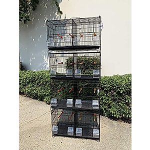 Lot of 4 Stackable Breeding Bird Cage for Canary Finch Small Birds (Black)