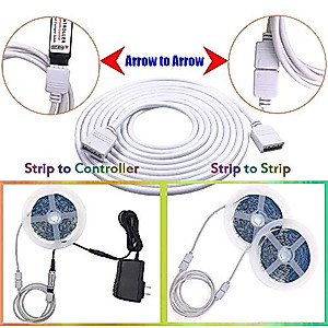 RGBZONE 2 Pack 5M 16.4ft Extension Cable Connect Female Plug to SMD 5050 RGB LED Strip Light with Free 4pcs 4pin Connecto
