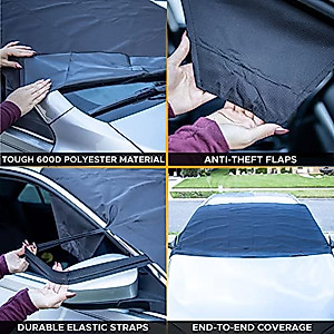EcoNour Car Windshield Cover for Snow, Ice and Wiper Protector| All Weather Auto Sunshade Fits for Most Cars, SUV's, Vans and Truck| Leakproof Windshield Cover | Standard (69”x 42.25”) (cover01)