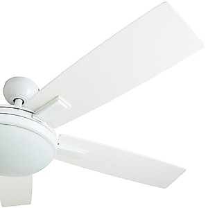 Prominence Home Emporia, 52 Inch Contemporary Indoor LED Ceiling Fan with Light, Remote Control, Dual Mounting Options, Dual Finish Blades, Reversible Motor - 51021-01 (Bright White)