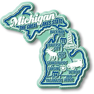Michigan Premium State Magnet by Classic Magnets, 2.9" x 2.8", Collectible Souvenirs Made in The USA