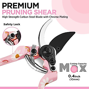 WORKPRO 5PCS Garden Tool Set, Aluminum Heavy Duty Gardening Tool Set with Garden Tool Bag, Outdoor Garden Hand Tools, Pink, Garden Gifts