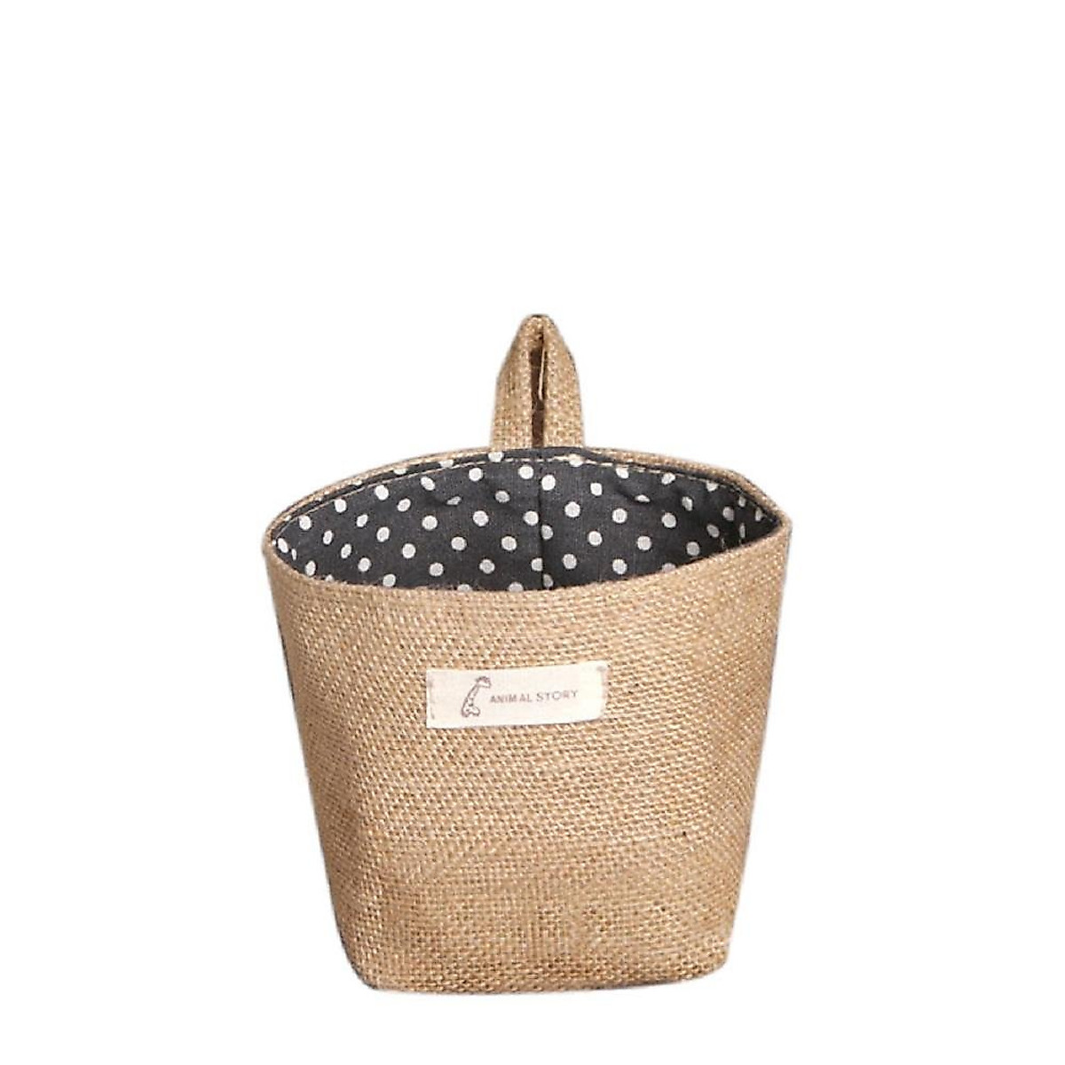 Storage Bag,IEason Clearance Sale! Polka Dot Small Storage Sack Cloth Hanging Non Woven Storage Basket (Black)