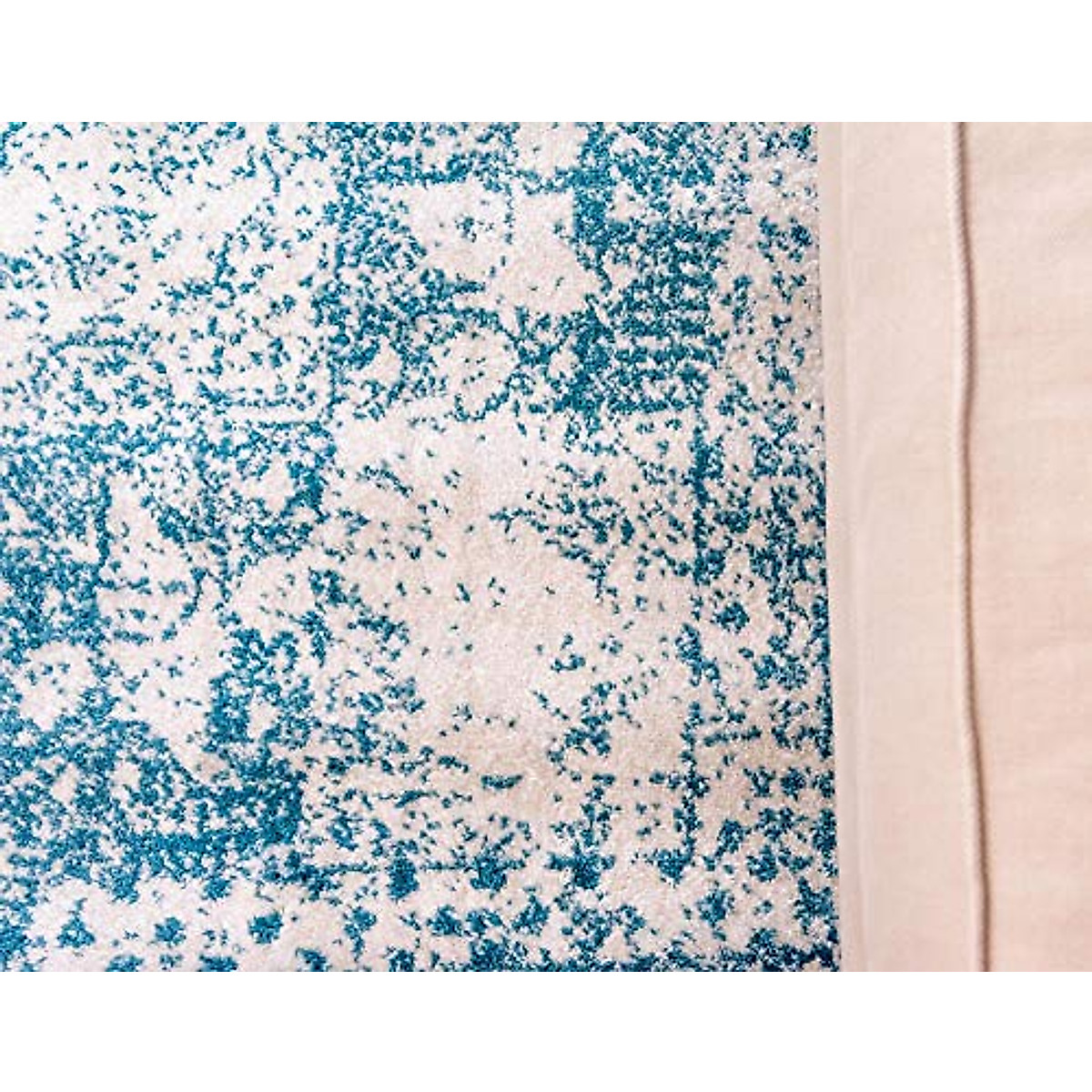 Rugs.com Dover Collection Rug – 5 Ft Round Turquoise Low-Pile Rug Perfect for Kitchens, Dining Rooms