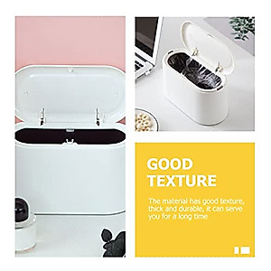 Veemoon Mini Wastebasket Trash Can Tiny Desktop Waste Garbage Bin with Swing Lid for Home Office Kitchen Vanity Tabletop - White Office Trash Garbage Cans Garbage Cans Mini Garbage Cans