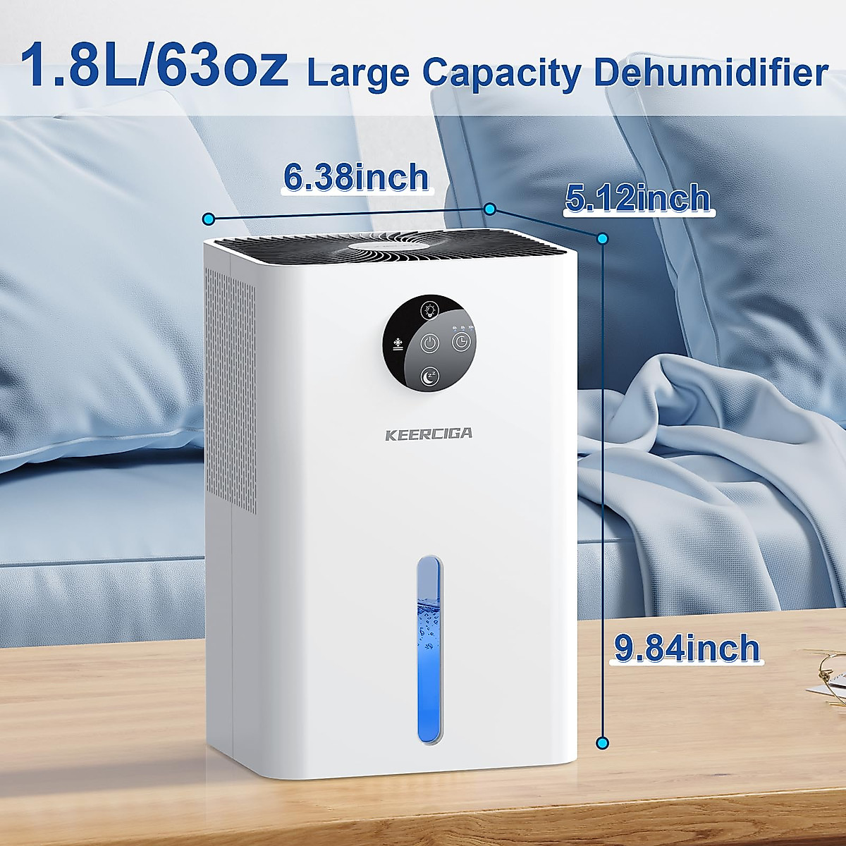 Dehumidifiers for Basement, 63OZ Dehumidifiers for Room with Auto Shut Off, Sleep Mode, Auto Defrosting, Efficient Quiet Portable Small Dehumidifier for Bathroom, Bedroom, Basement, RV