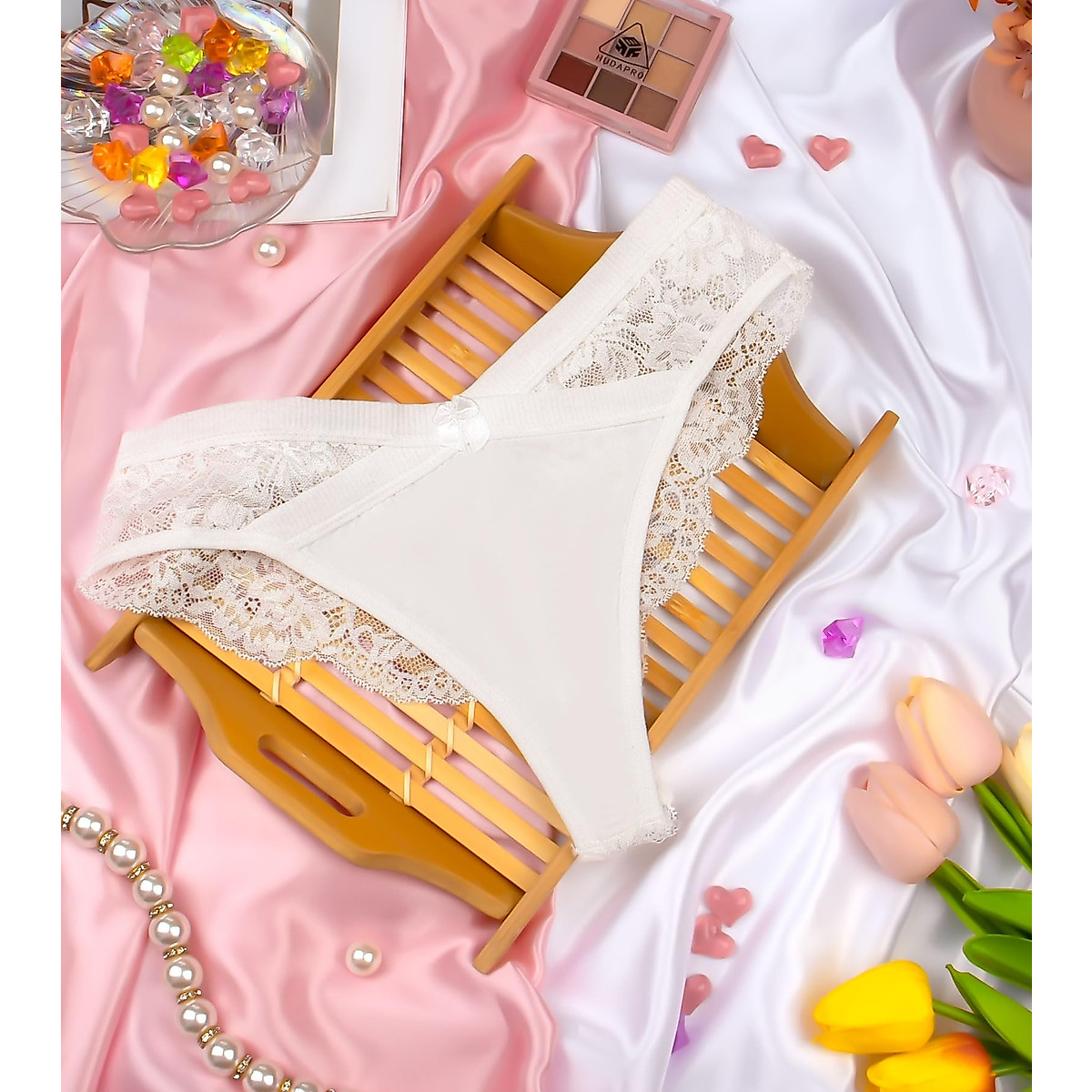 Banamic Women Floral Lace G-String Thong Panties Sexy T Back Stertchy Panties