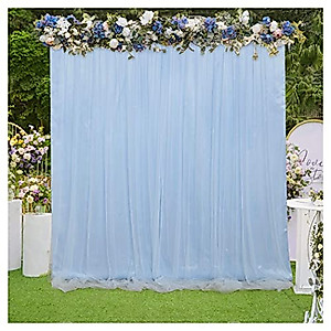Wedding Tulle Backdrop Curtains 5ftx7ft Baby Blue Stage Backdrop Fabric Dessert Table Background Photography Decorations