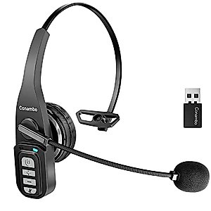Conambo Bluetooth Headset, Bluetooth Trucker Headset with Noise Canceling Mic, On Ear Bluetooth Headphones for Cell Phone/PC/Tablet/Laptop/Computer, Hands Free Headset for Trucker/Business/Students