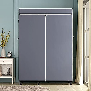 VIPEK V2C Heavy Duty Covered Clothes Rack for Hanging Clothes, Black Metal Clothing Rack with Gray Oxford Fabric Cover, Portable Closet Rack Freestanding Wardrobe Closet, 1 inch Rod, Max Load 650LBS