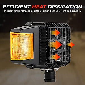 Abrams Snow Plow Lights Anti Freeze/Anti Icing Function LED Combination Pedestal HeadLight Kit - Heated Lens Heavy-Duty ATV Snow Plow Truck Snowplow Road Side Safety Universal Snow Thrower Accessory