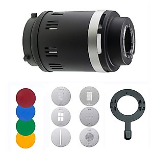 WELLMAKING Conical Snoot Bowens Mount Studio Lighting Accessory,4 Color Filters and 6 Gobos Included for Monolight Photography LED Light and Strobe Light Photographic Equipment. Not Include prime Lens