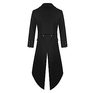 JDHUFEI Mens Gothic Costume Vintage Halloween Coat Long Sleeve Button Down Tailcoat Lapel Medieval Ball Gown Cosplay Clothes
