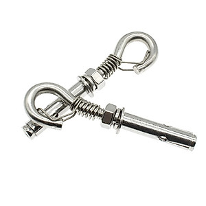 HAJXZH 2Pcs Expansion Hook M8 Open Heavy Duty Expansion Screw Hook Anchor Bolt Cup Concrete Brick Hook 304 Stainless Steel (with Spring Buckle)