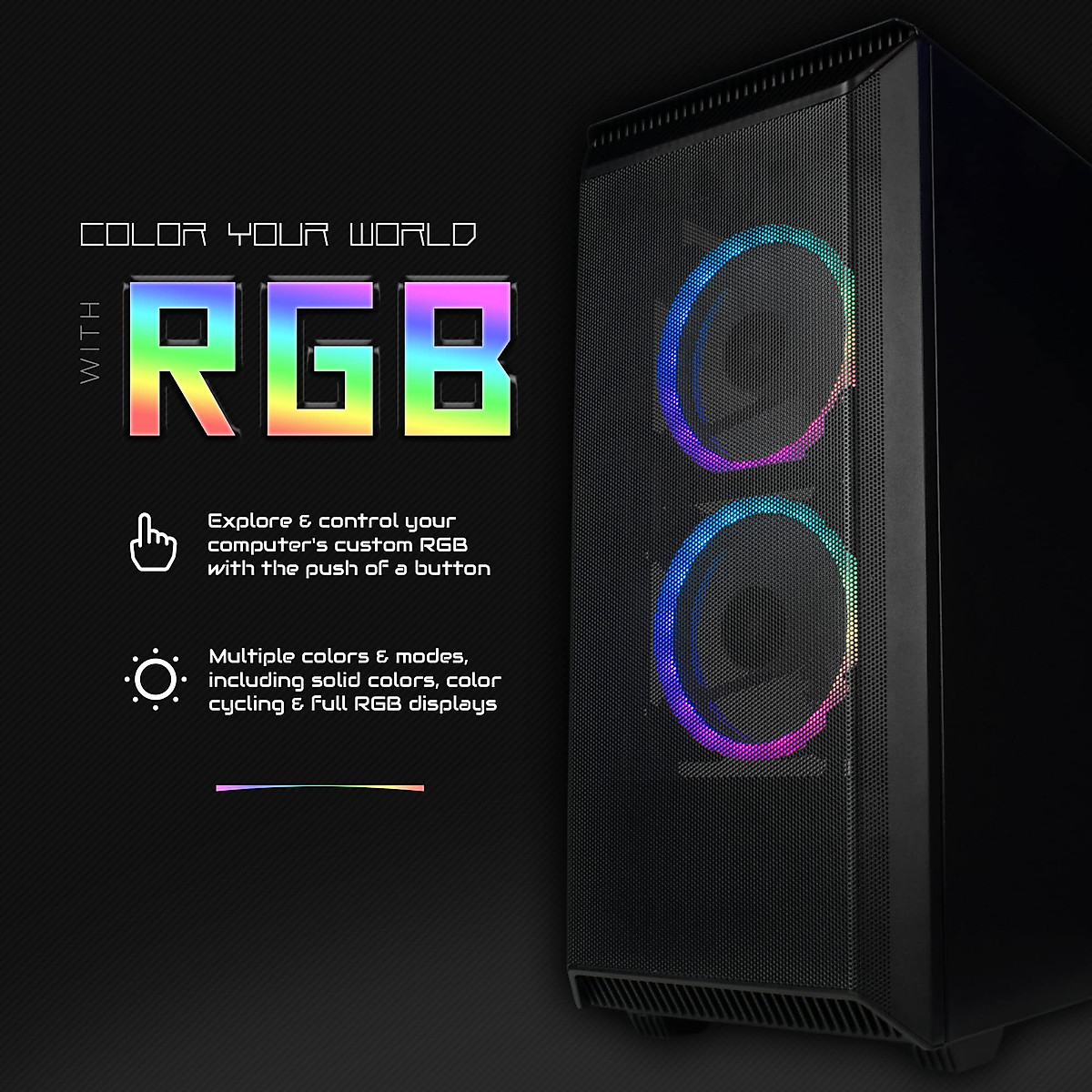 Periphio Chimera Prebuilt RGB Gaming Computer | Intel Six Core i5-10400 4.3GHz | GeForce RTX 3050 8GB | 16GB DDR4 RAM | 500GB NVMe M.2 SSD + 1TB HDD | Windows 10 Gaming PC | 5G-WiFi + Bluetooth 5.0