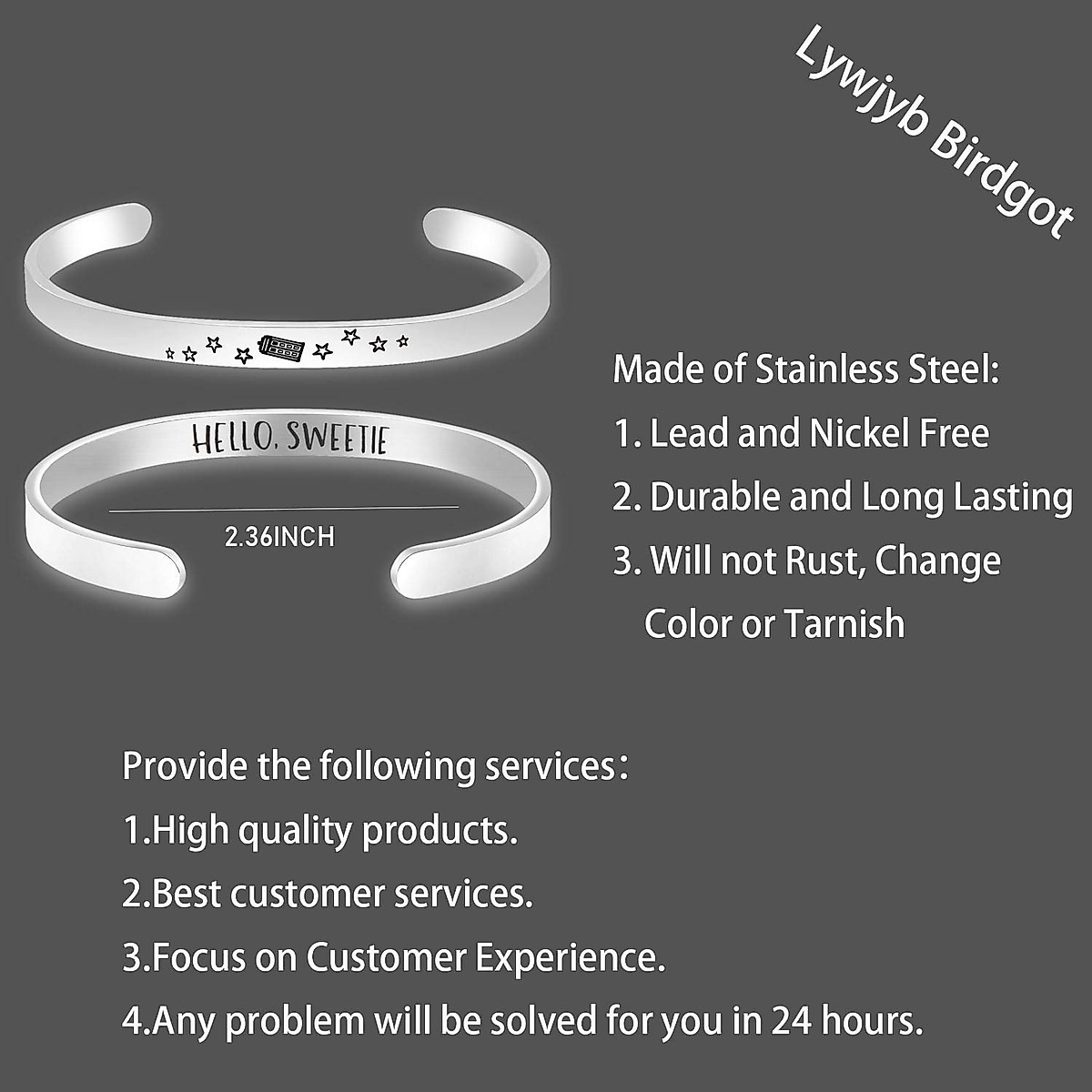 Lywjyb Birdgot Movie Inspired Gift Hello Sweetie Bracelet Valentine's Day Gift for Men Women (Hello Sweetie Dr Who CB)