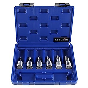 Accusize Industrial Tools 6pcs/Set H.S.S. Fully Ground Drill Set with 3/4" Weldon Shank, 1inch Cutting Depth, 0519-2501