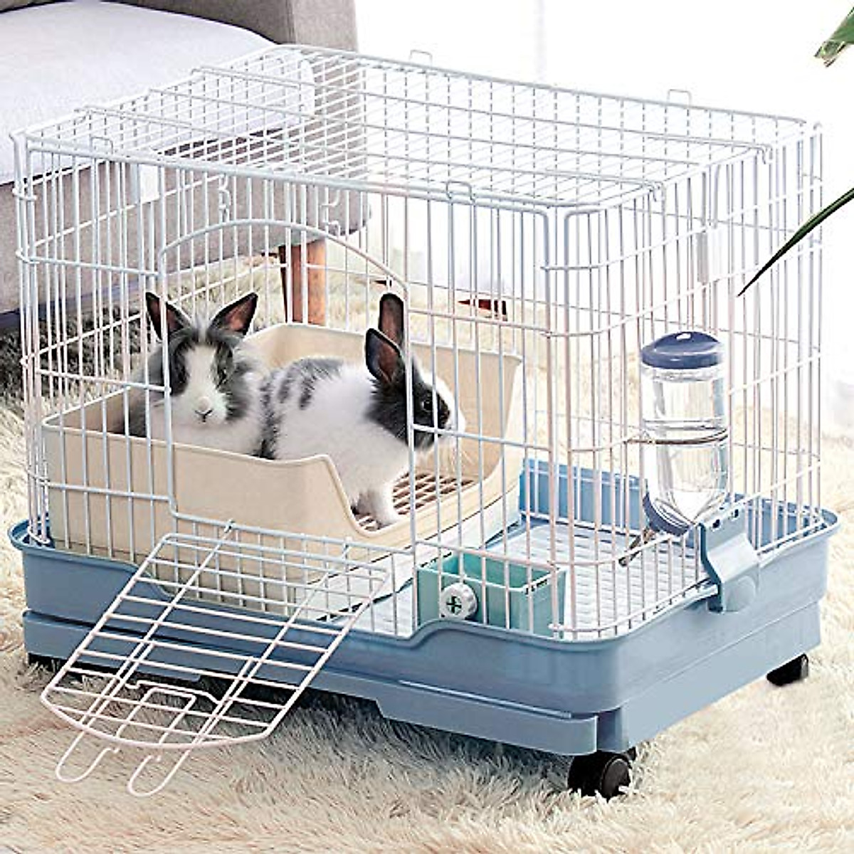 BWOGUE Large Rabbit Litter Box Toilet,Potty Trainer Corner Litter Bedding Box with Drawer Larger Pet Pan for Adult Guinea Pigs, Rabbits, Hamster, Chinchilla, Ferret, Galesaur, Small Animals