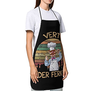 Retro Vintage Vert Der Ferk Swedish Chef Apron For Women & Men With Pocket, Waterproof Adjustable Funny Kitchen Chef Apron For Cooking Baking