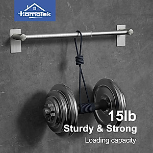 HOMOTEK Towel Bar Adjustable Self Adhesive Bathroom Towel Holder, Towel Rod Size from 14 Inch to 24.5 Inch Single Towel Racks, Towel Hanger Towel Hook for Bathroom, Kitchen(2 Pack Brushed Nickel)