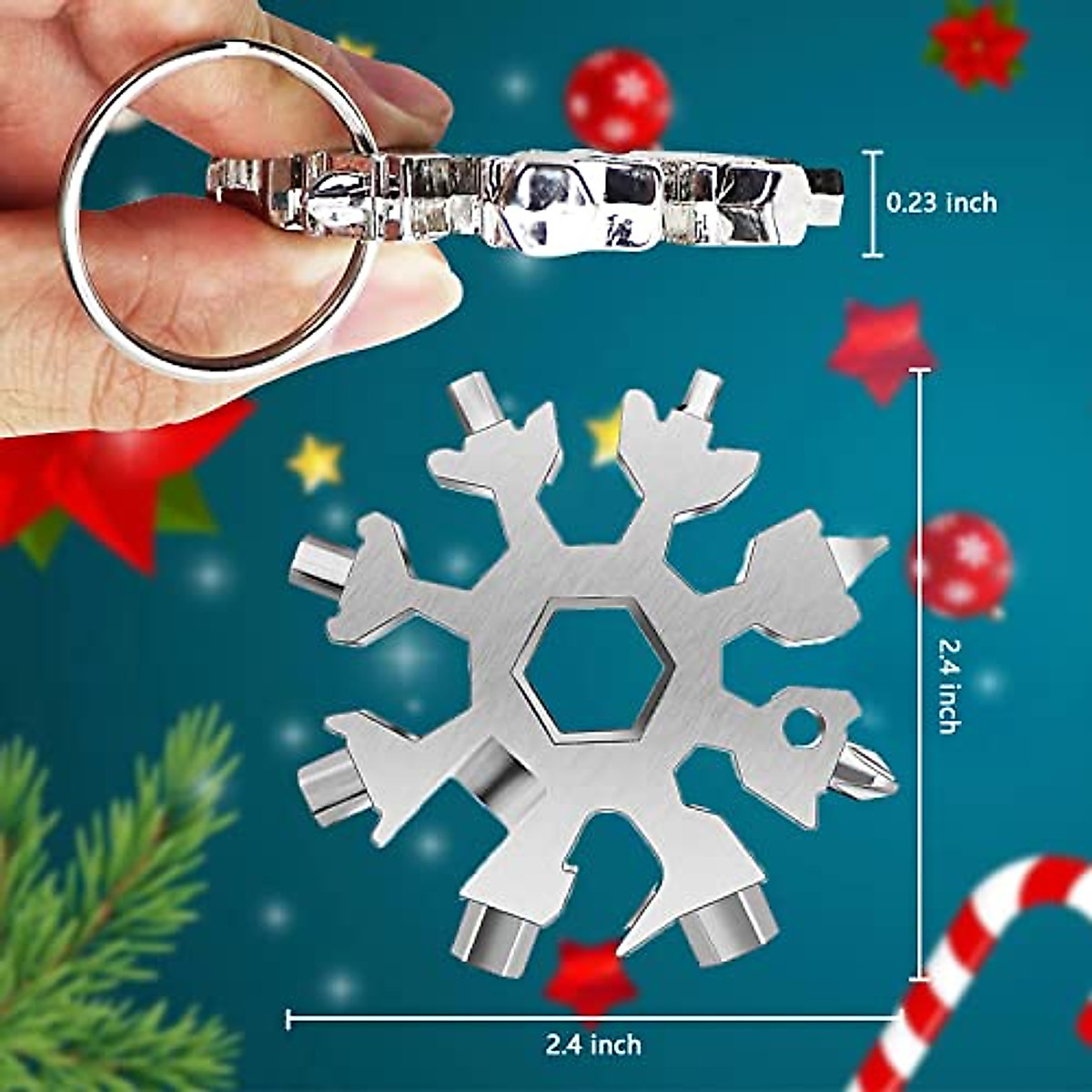 Halovin 3PCS 18-in-1 Snowflake Multi-tool, Stainless Steel Snowflake Multitool Snowflake Tool Card for Him Husband Men Boyfriend Boys, Christmas New Year's Friends Gift for Outdoor Cycling, Camping