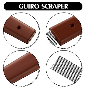 Yeshone 2 Pcs Guira Dominicana Guiro Comb 12 Inch Guiro Instrument Professional Guiro Scraper Stainless Steel Guiro Percussion Equipped with 11 Steel Rods, Gifts for Christmas