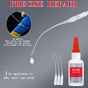 Glass Glue, CA Super Glue for Plastic, Crazy Glue Clear, Instant Strong Glue for Wood, Glass, Ceramic, Metal, Plastic, Rubber, DIY Craft, 20g (1)