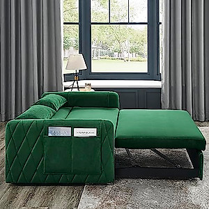 ERYE Green Velvet 2 Pillows Side Pockets, 55"