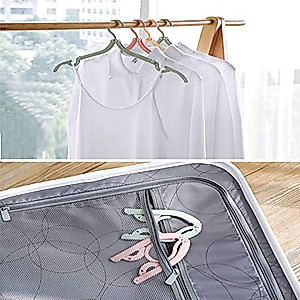 NHW 10PCS Portable Folding Clothes Hangers Retractable Plastic Non Slip Clothing Hangers for Kids and Adults