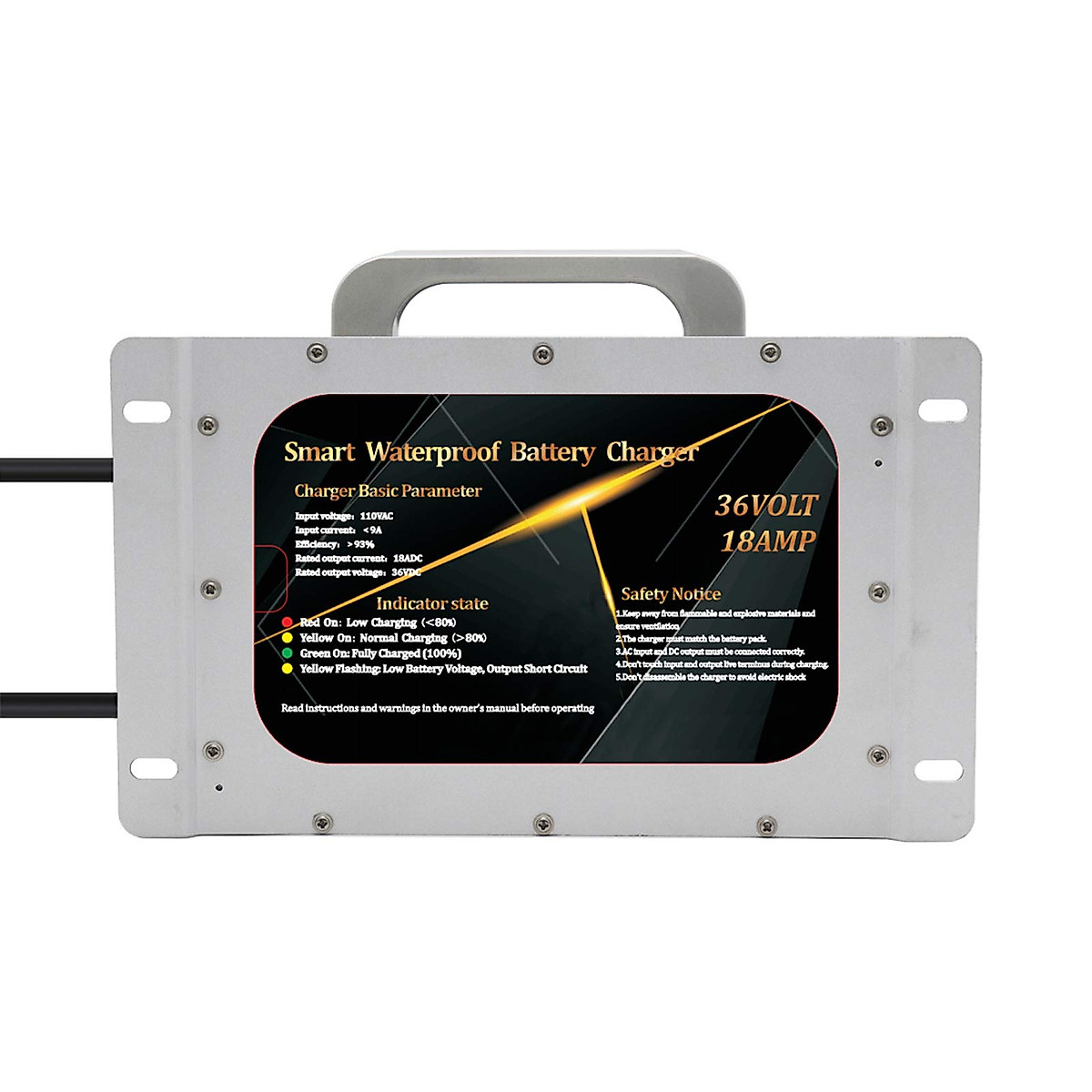 36V 18A Golf Cart Battery Charger for 36 Volt Club Car/Yamaha with Crowsfoot Style Connector Crows Foot Plug Waterproof IP68