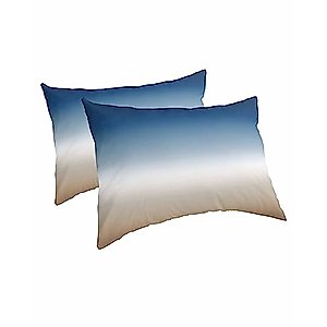 Edwiinsa Navy Blue Beige Ombre Cream Pillow Covers Standard Size Set of 2 20x26 Bed Pillow, Modern Abstract Art Aesthetics Plush Soft Comfort for Hair/Skin Cooling Pillowcases with Envelop Closure