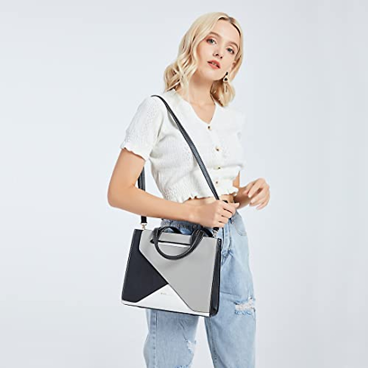 MISS LULU Fashion Purses and Handbags for Women, Ladies Top Handle Bags Pu Leather Shoulder Handbag Satchel Tote Bag Crossbody Satchel Purse